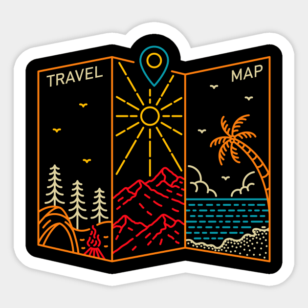 Travel Map - Travel - Sticker | TeePublic