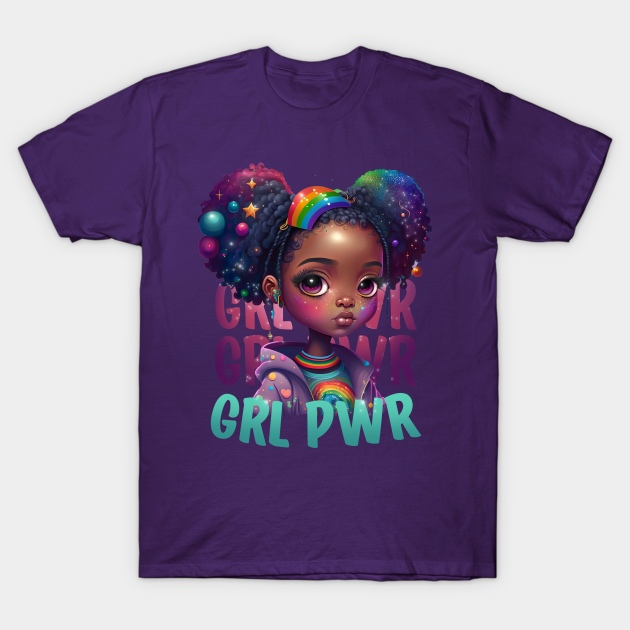 GRL PWR Cute Black Girl Power Women Empower - Black Girl - T-Shirt ...