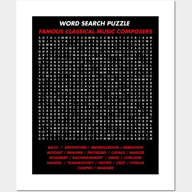 Word search puzzle "Famous Classical Music Composer" - Classic Music ...