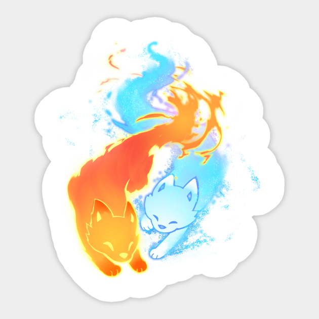 Fire and Ice - Fox - Sticker | TeePublic