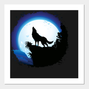 Wolf Howling at Blue Moon - Wolf - T-Shirt | TeePublic
