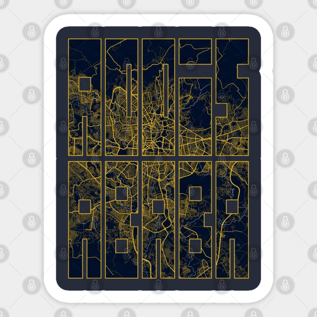 Addis Ababa, Ethiopia City Map Typography - Gold Art Deco - Addis Ababa ...