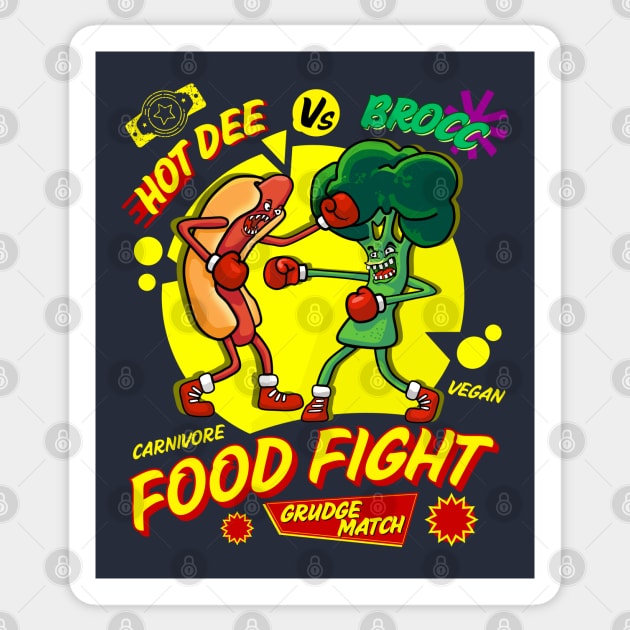 Food Fight - Hot Dog vs Broccoli Boxing - Food Fight - Sticker | TeePublic