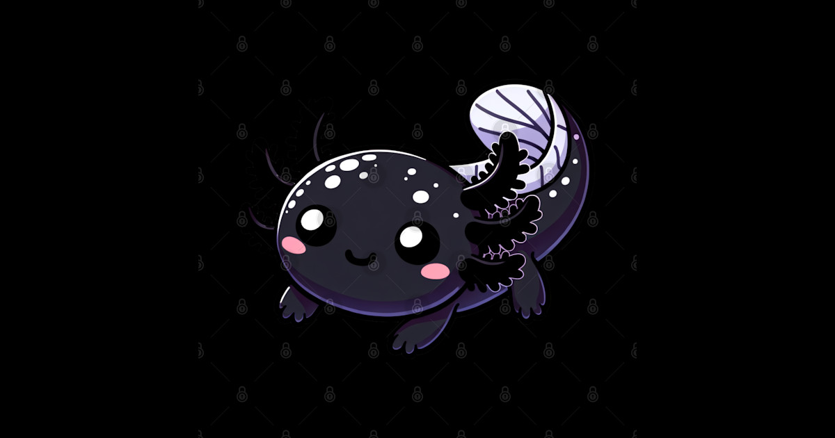 Black Melanoid Axolotl - Axolotl - Sticker | TeePublic