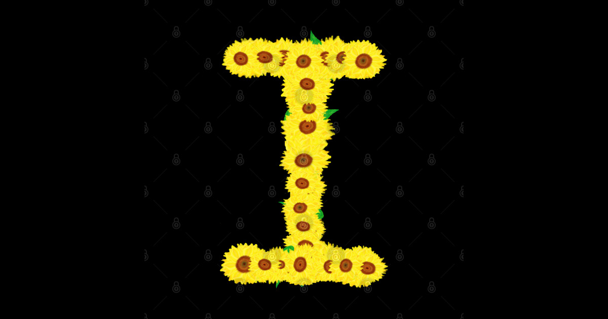 Sunflowers Initial Letter I (White Background) - Letter I - Sticker ...