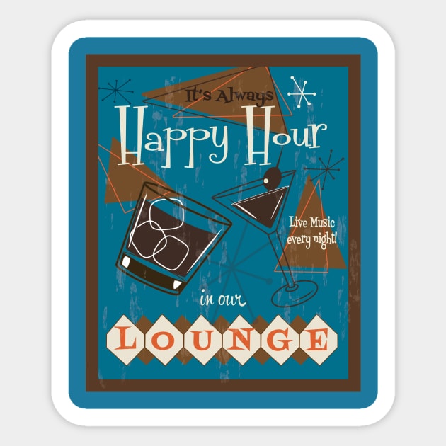 It's Always Happy Hour - Retro Vintage Aesthetic - Sticker | TeePublic