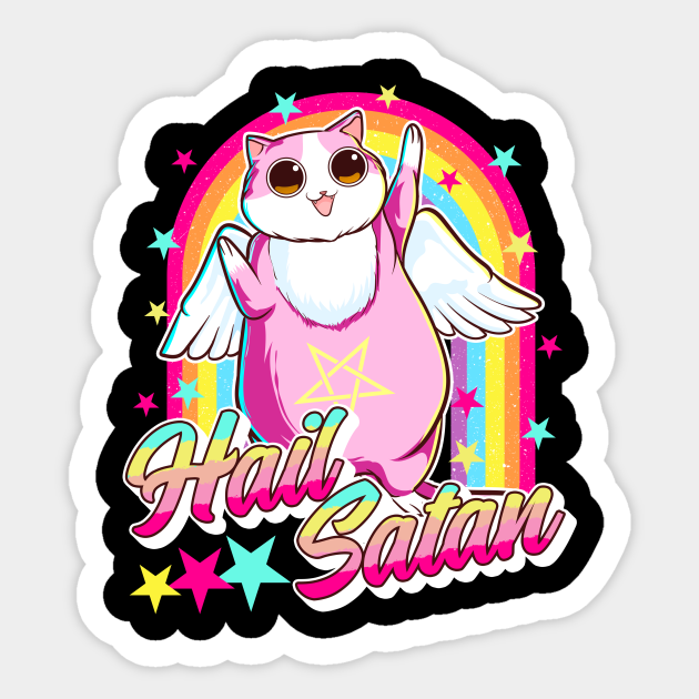 Cute Hail Satan Cat Rainbow Kitty Heavy Metal - Hail Satan Cat ...