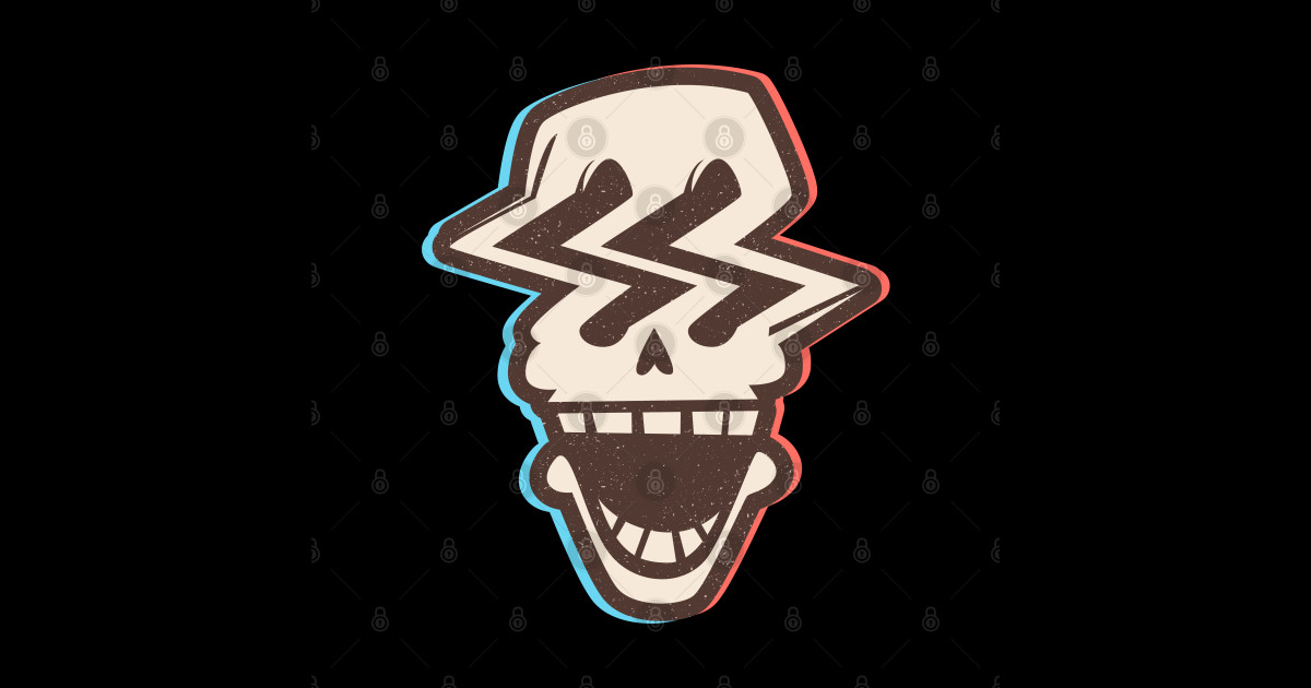 Funny scary broken glitch skull with smile - Glitch Skull - Sticker ...