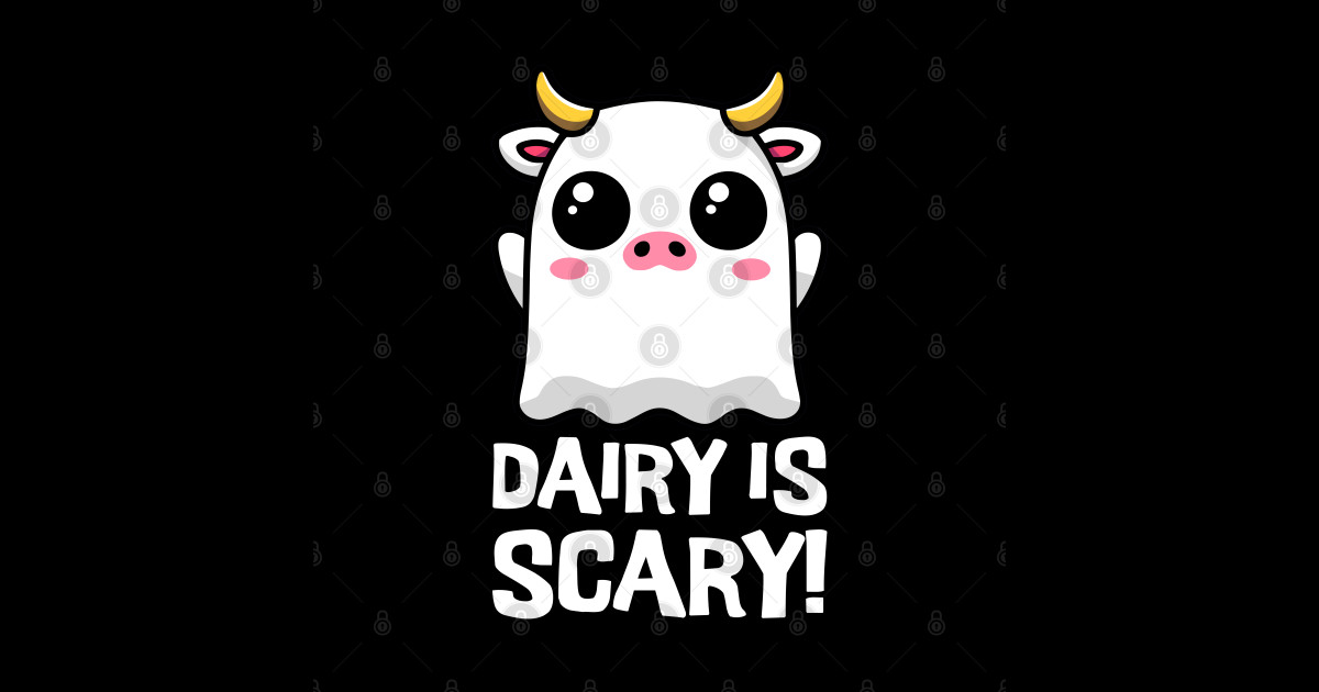 Dairy Is Scary! Cute Ghost Cow Cartoon - Dairy Is Scary - Posters and ...