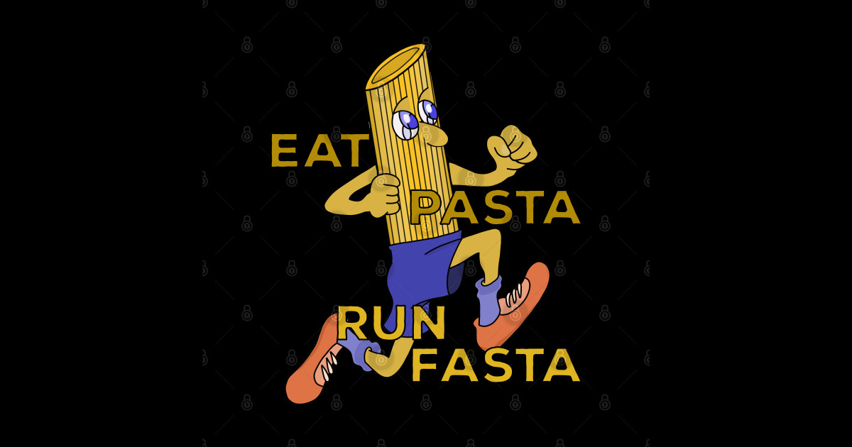 Eat Pasta Run Fasta - Running Noodles Ramen Spaghetti Pasta - Sticker ...