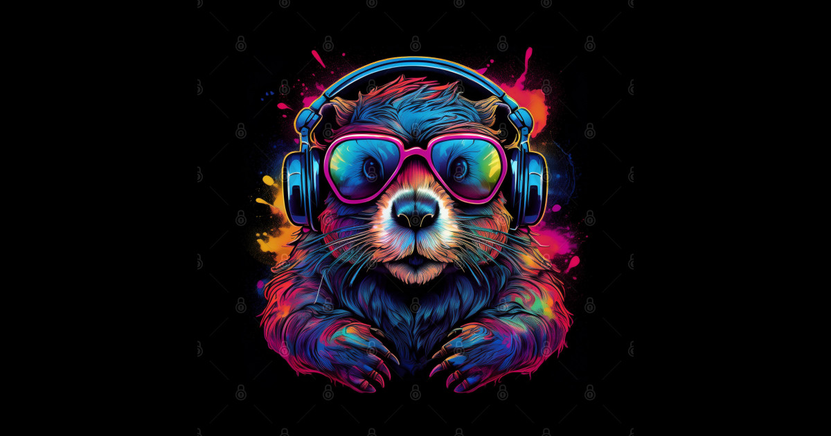 graffiti style beaver in headphones and shades - Beaver - Sticker ...