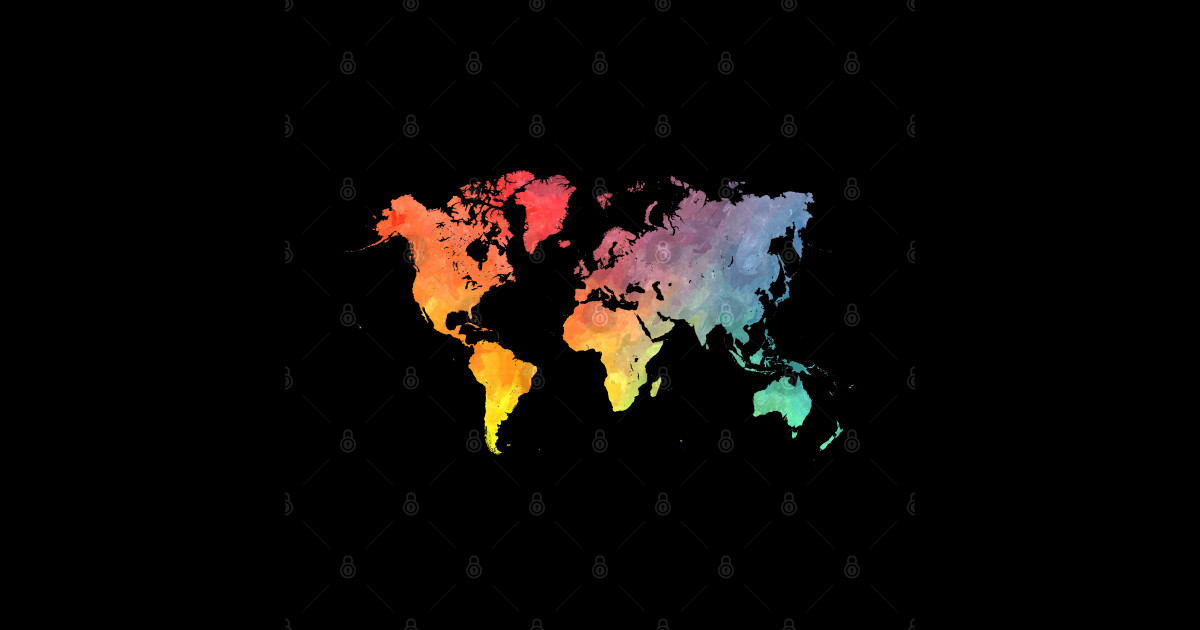 world map colored #map #worldmap - Map - Sticker | TeePublic