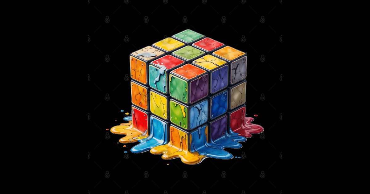 Melting Rubik's Cube - Vibrant Dripping Puzzle Art - Melting Rubiks ...