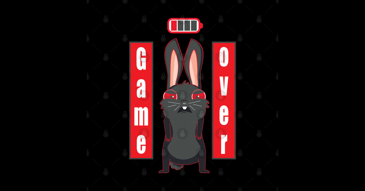 Game over black bunny - Black Rabbit - Sticker | TeePublic