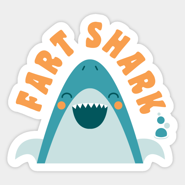 Fart Shark Illustration Funny - Fart Shark - Sticker | TeePublic