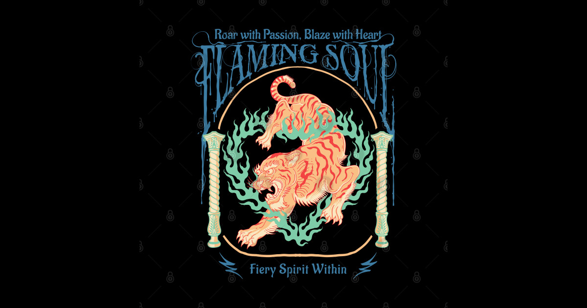 Flaming Soul - Tiger Art - Sticker | TeePublic