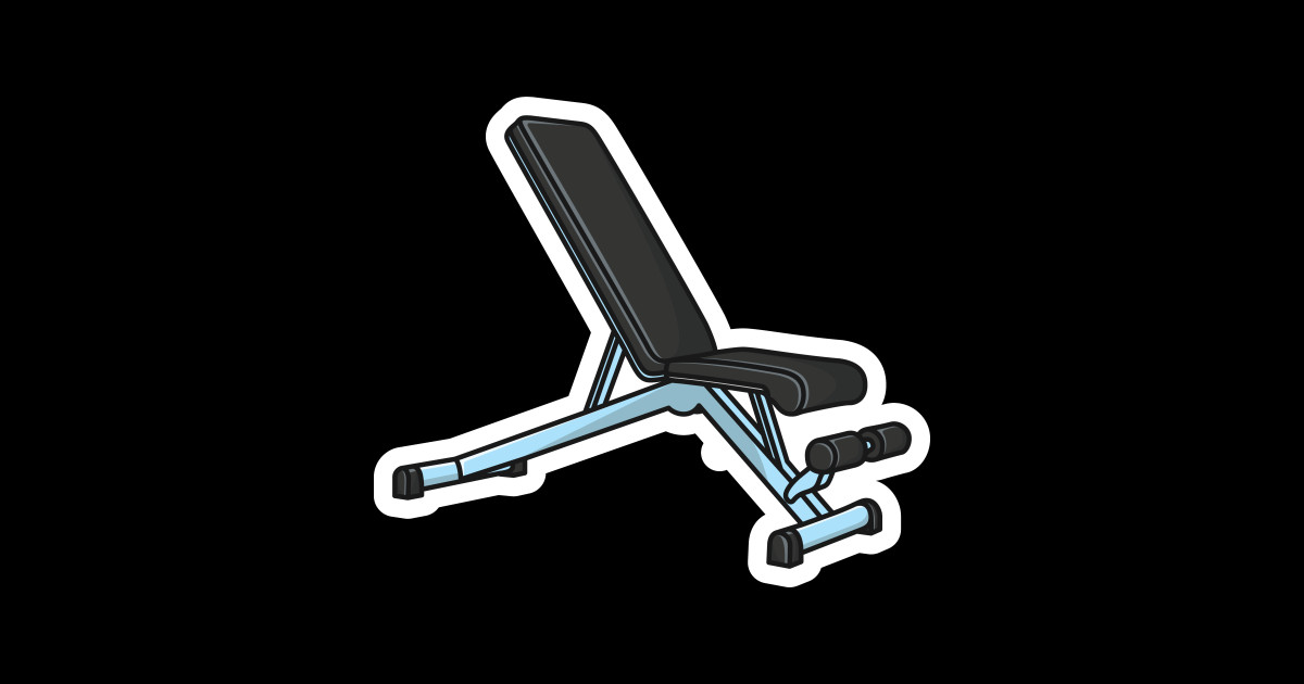 Gym Weight Bench Sticker For Exercise vector illustration. Body fitness ...
