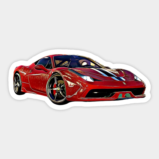 488 Pista Cartoon - Car - Sticker | TeePublic