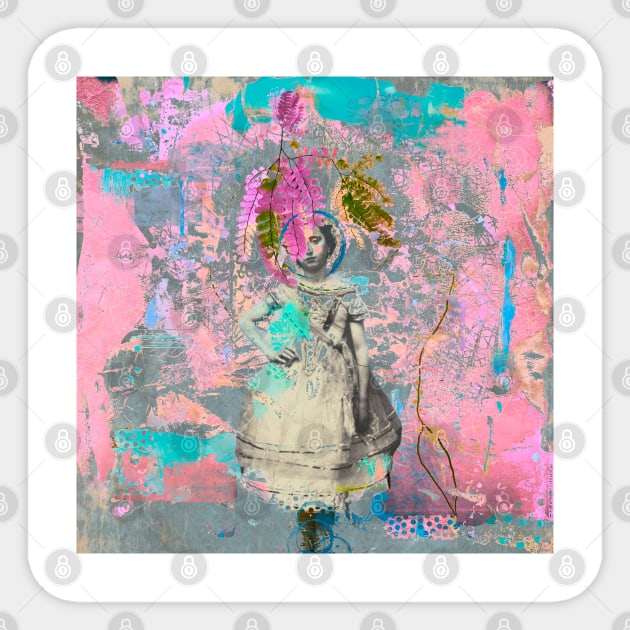 Vintage little girl collage - Vintage Collage Art - Sticker | TeePublic