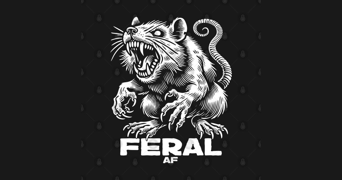 Aggressive Feral AF Rat with Bold Lettering - Feral Rat - Hoodie ...