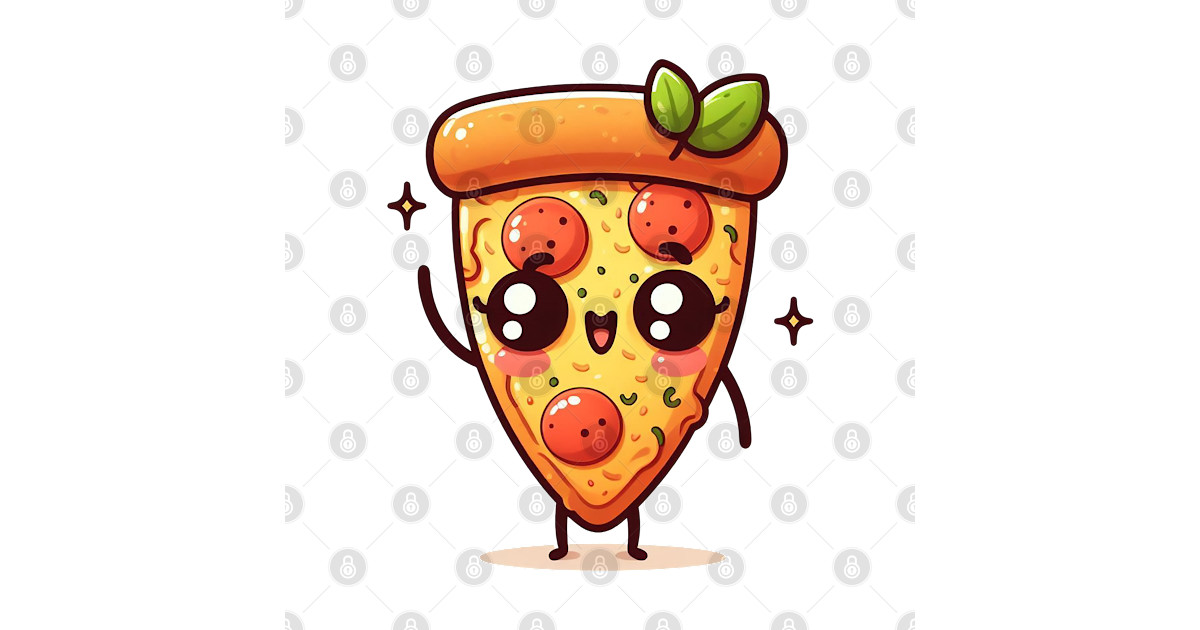 Cute Kawaii Pizza Slice - Pizza Slice - T-Shirt | TeePublic
