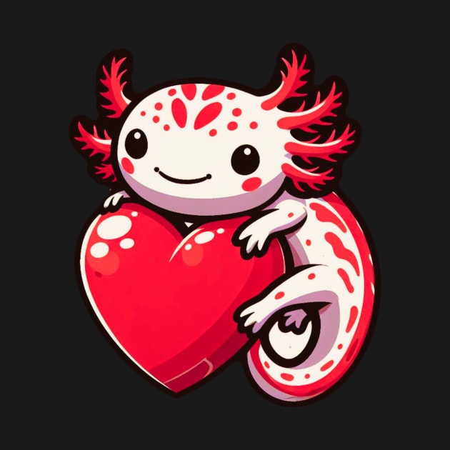 Axolotl with Heart Cute Axolotl Lovers Valentines Day - Axolotl Funny ...