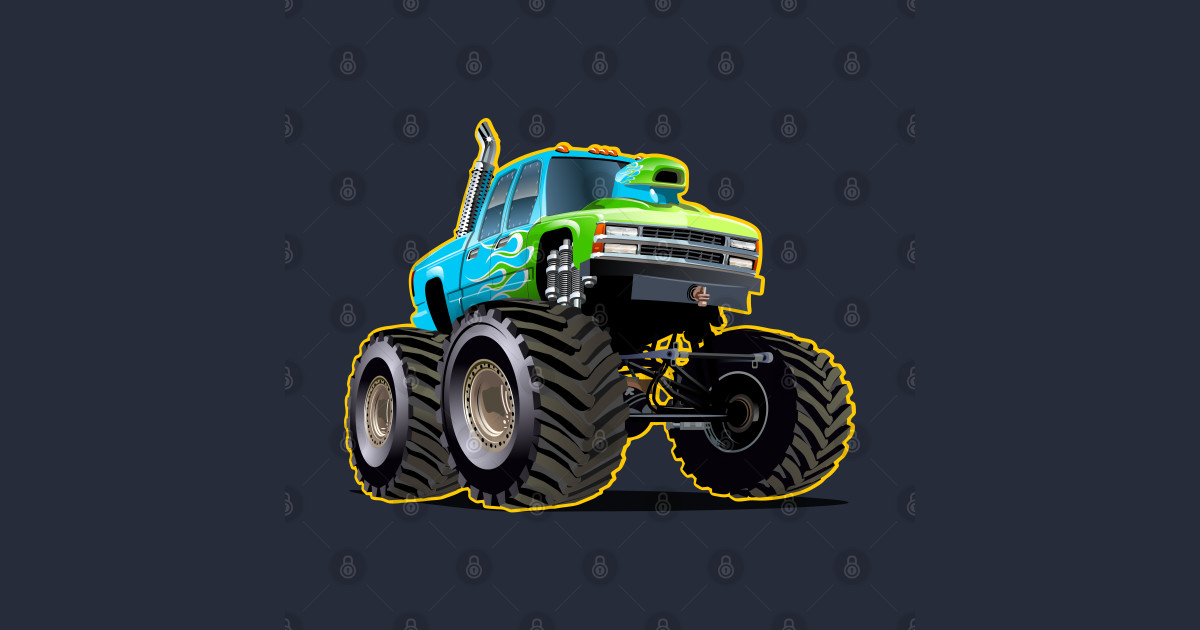 Cartoon monster truck - Cartoon Car - T-Shirt | TeePublic