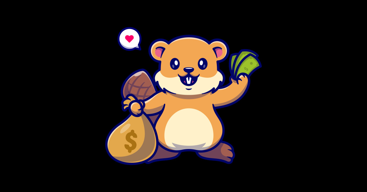 Cute Beaver Holding Money Bag Cartoon - Cute Beaver Holding Money Bag ...