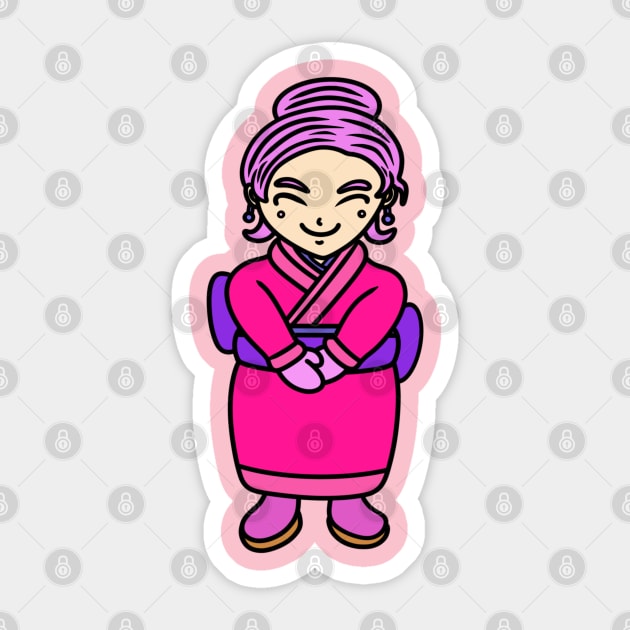 Kawaii chibi kimono girl - Kimono - Sticker | TeePublic