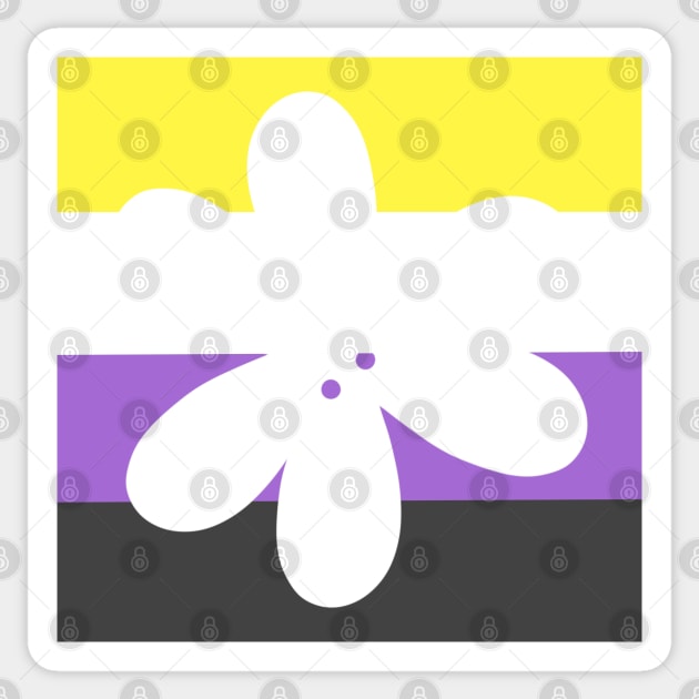Flower Outline - discreet nonbinary pride flag - Flower - Sticker ...