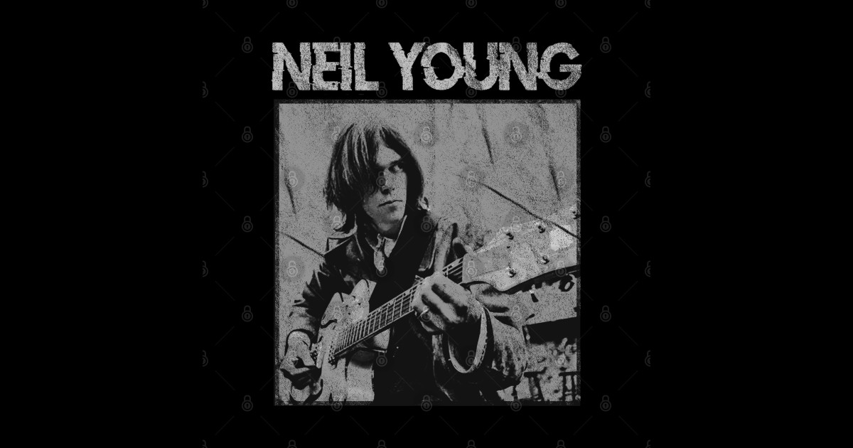 Neil Young Black - Vintage - Neil Young - Sticker | TeePublic