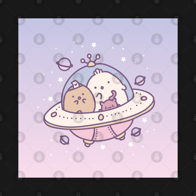Kawaii cute anime chibi spaceship galaxy cat - Galaxy - T-Shirt | TeePublic