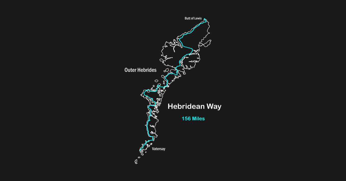 Route Map of Scotland's Hebridean Way - Hiking Trails - T-Shirt | TeePublic
