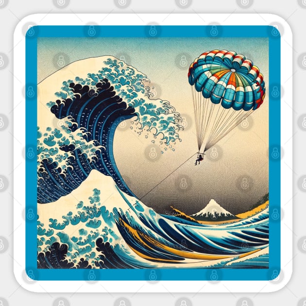 Kanagawa wave - Funny Parasailing Meme - Parasailing - Sticker | TeePublic