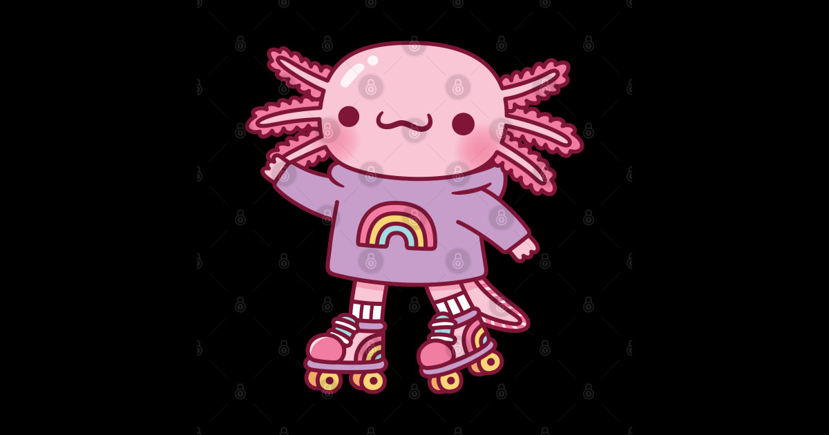 Cute Axolotl With Hoodie And Roller Skates - Cute Axolotl - Sticker ...