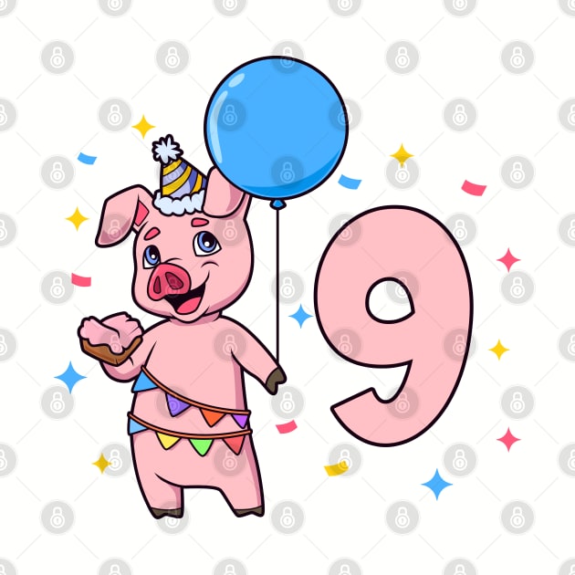 I am 9 with pig - kids birthday 9 years old - 9 Years Old Pig Birthday ...