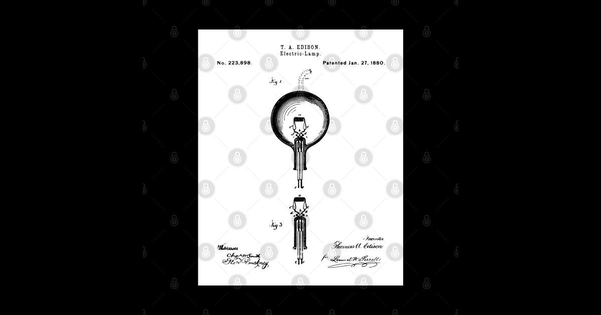 Edison Bulb Patent - Maker Workshop Home Decor Art - White - Edison ...