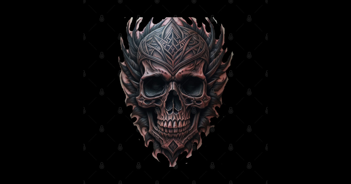 tribal skull #4 - Tribal Skull - Sticker | TeePublic