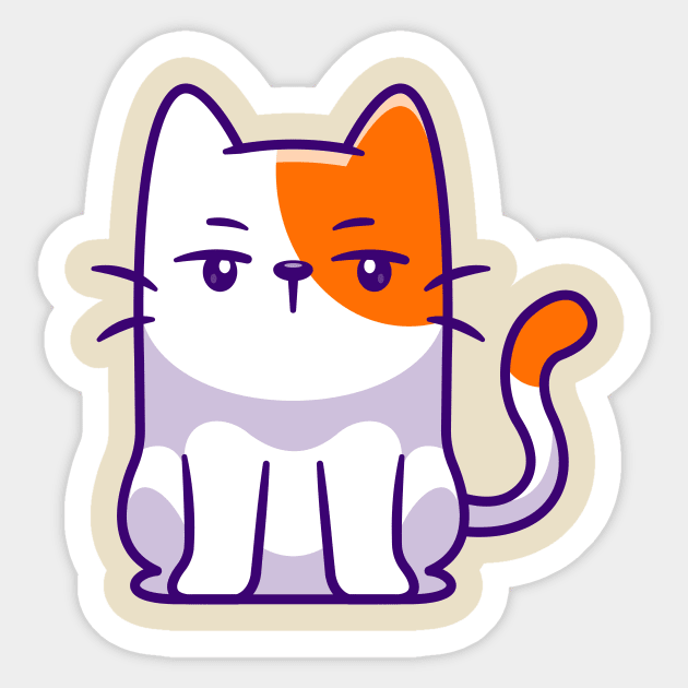 Cute Cat Sitting Cartoon - Cute Cat Sitting Cartoon - Sticker | TeePublic