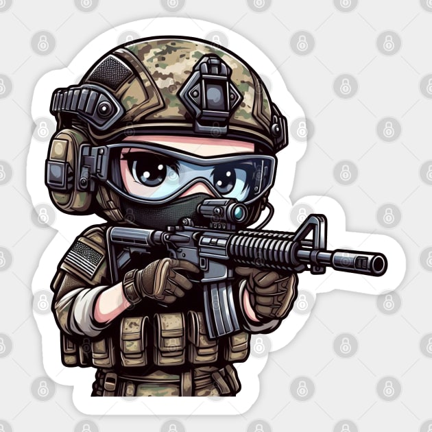 Tactical Chibi Girl - Chibi - Sticker | TeePublic