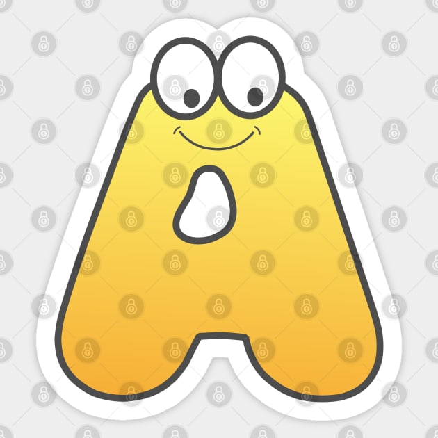 letter A yellow - Lettering - Sticker | TeePublic
