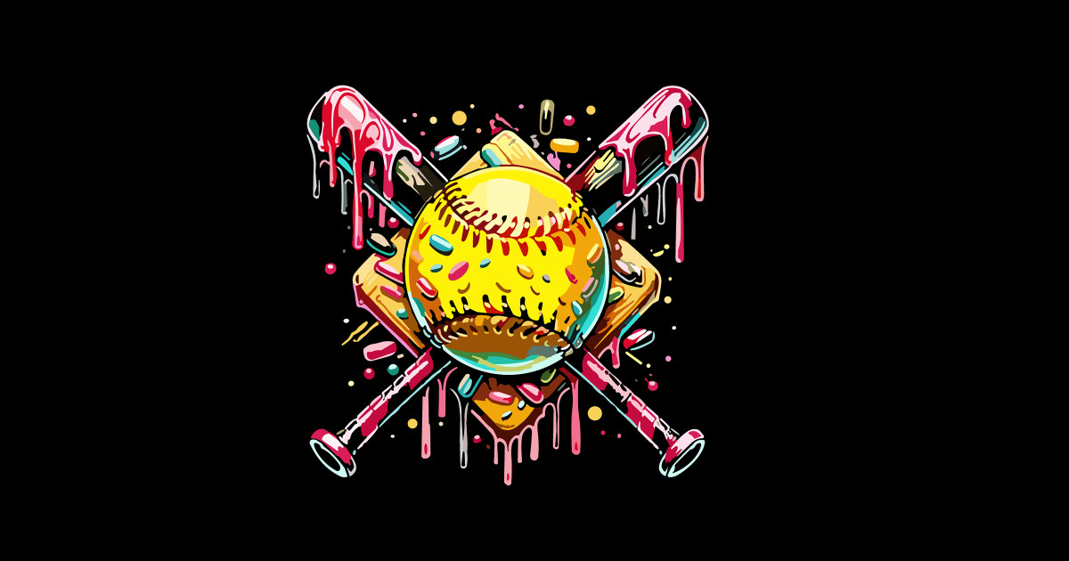 Softball Bat Ice Cream Gift Dripping With Sprinkles - Softball Bat Ice ...