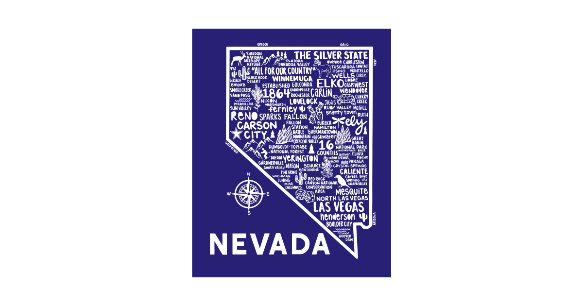 Nevada Map - Nevada - T-Shirt | TeePublic