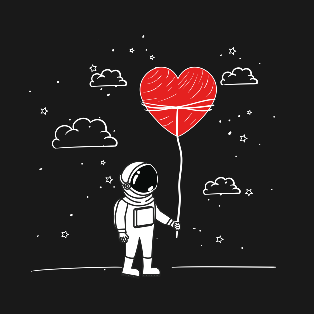 Astronaut in spacesuit standing with red heart balloon - Red Heart - T ... Astronaut in spacesuit standing with red heart balloon - Red Heart - T ...