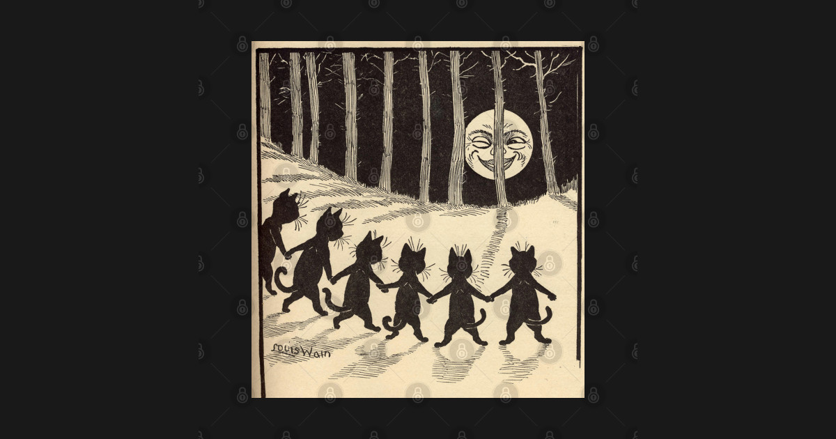 Dancing Black Cats - Louis Wain - Louis Wain - T-Shirt | TeePublic