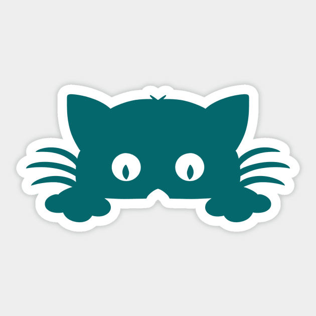 Cat Hiding Silhouette - Cat Hiding - Sticker | TeePublic