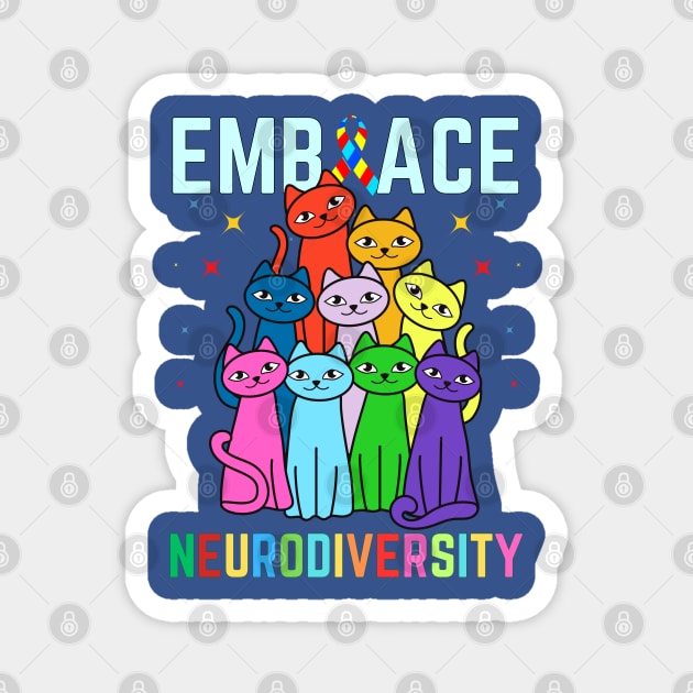 COLORED CATS EMBRACING NEURODIVERSITY - Autism Awareness - Magnet ...