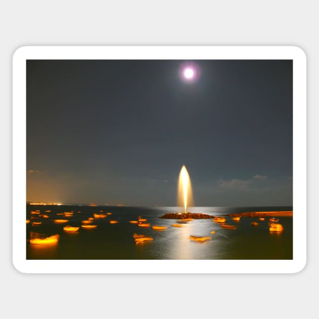 Moonlight Fountain - Moonlight - Sticker | TeePublic