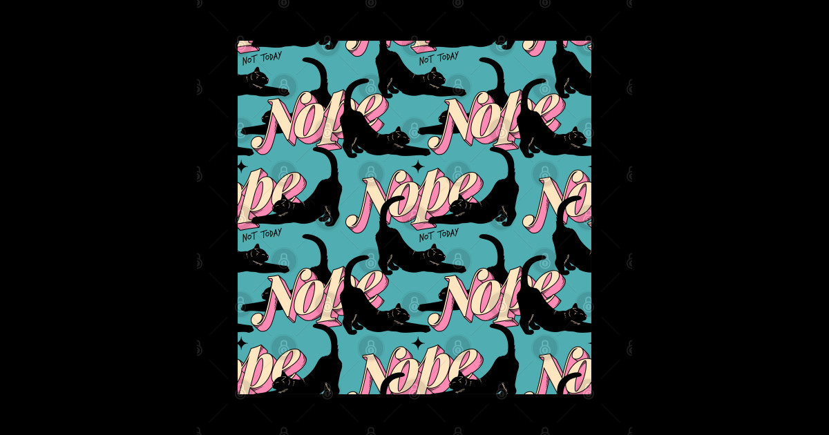 Monday Nope Black Cat Pattern in blue - Black Cat Pattern - Sticker ...