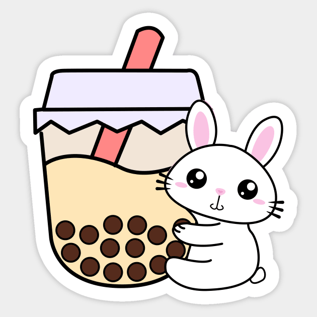 Sweet Baby Rabbit Hugs Bubble Tea Kawaii Cream Boba Tea - Kawaii ...